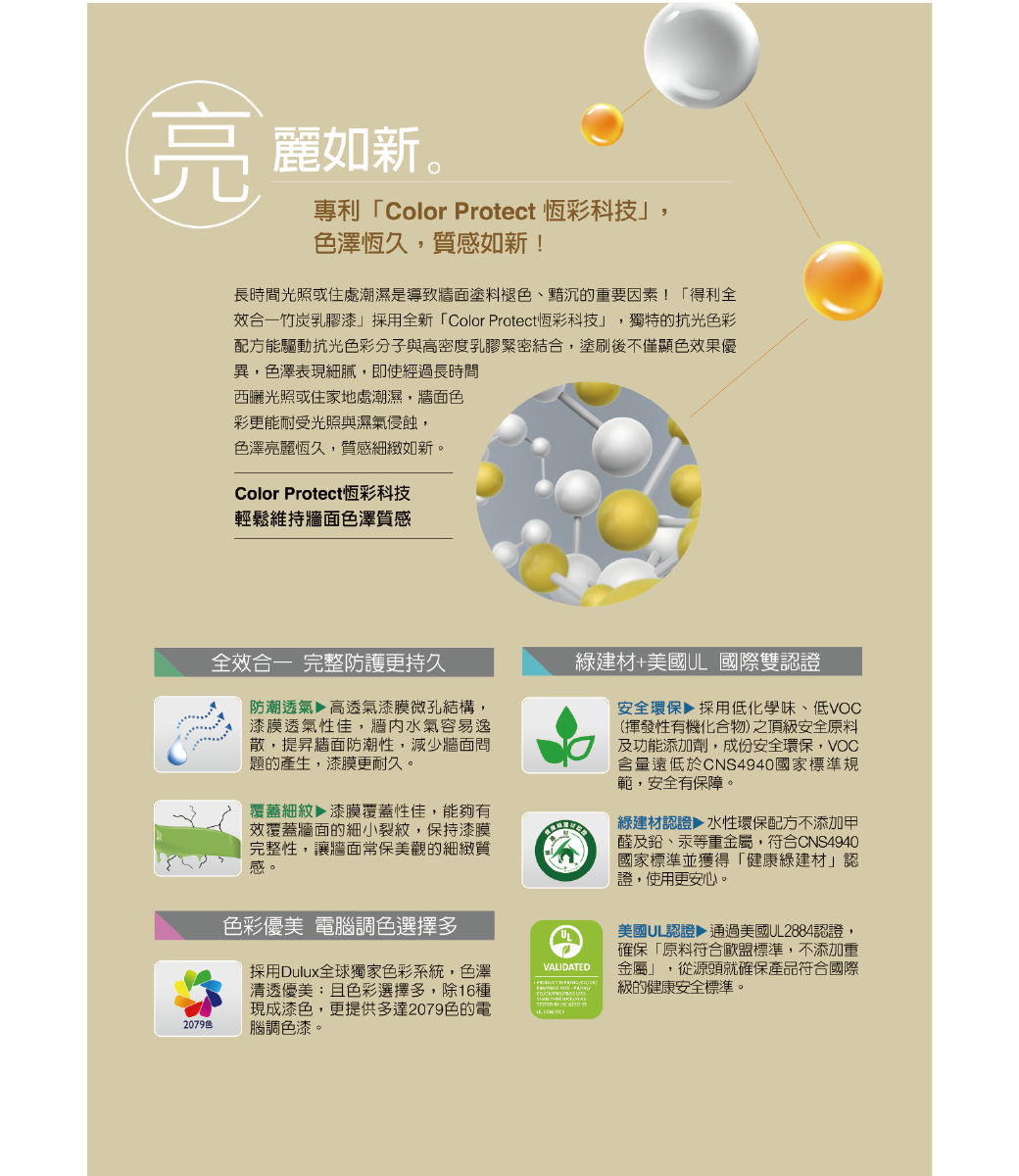 【Dulux得利塗料】A986K 全效合一竹炭乳膠漆 綠色系 電腦調色（3公升裝） - PChome 24h購物