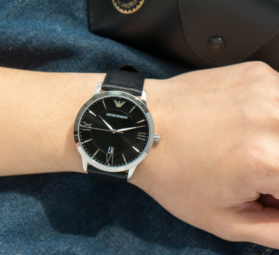 【ARMANI】亞曼尼 公司貨 Giovanni 羅馬紳士簡約皮革腕錶/黑x銀框 (AR11210) - PChome 24h購物