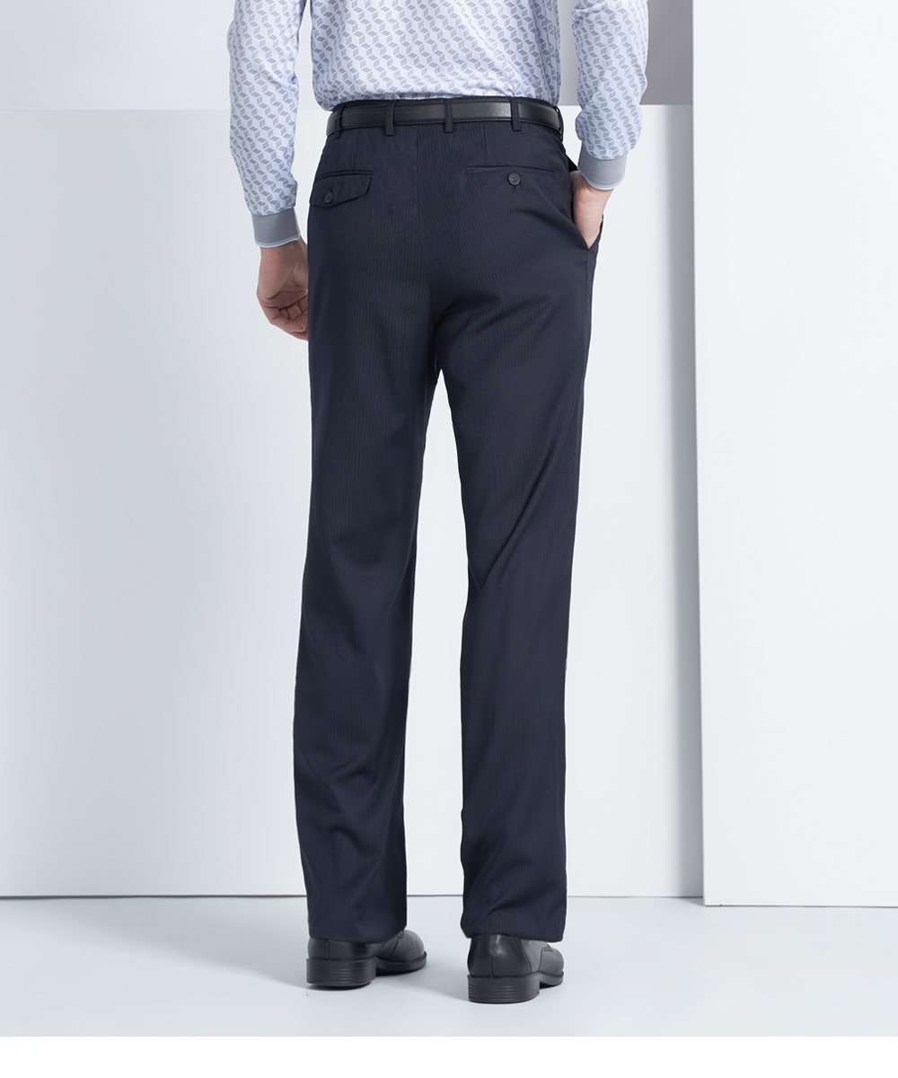 【pierre cardin 皮爾卡登】男款 混紡毛料彈性伸縮腰頭打摺西裝褲-丈青色(5225812-38) - PChome 24h購物