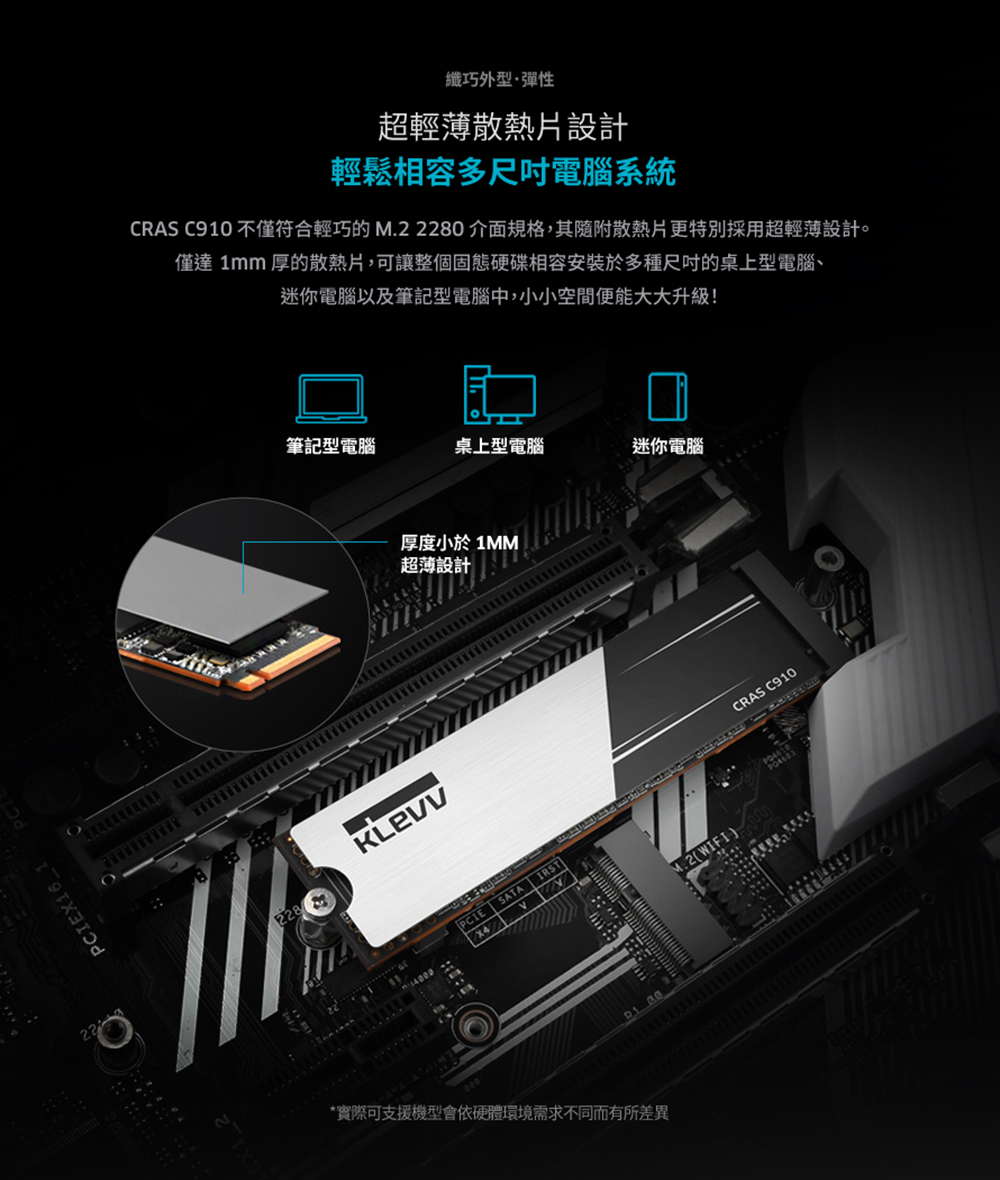 KLEVV 科賦 CRAS C910 M.2 2280 PCIe NVMe Gen4x4 1TB SSD - PChome 24h購物