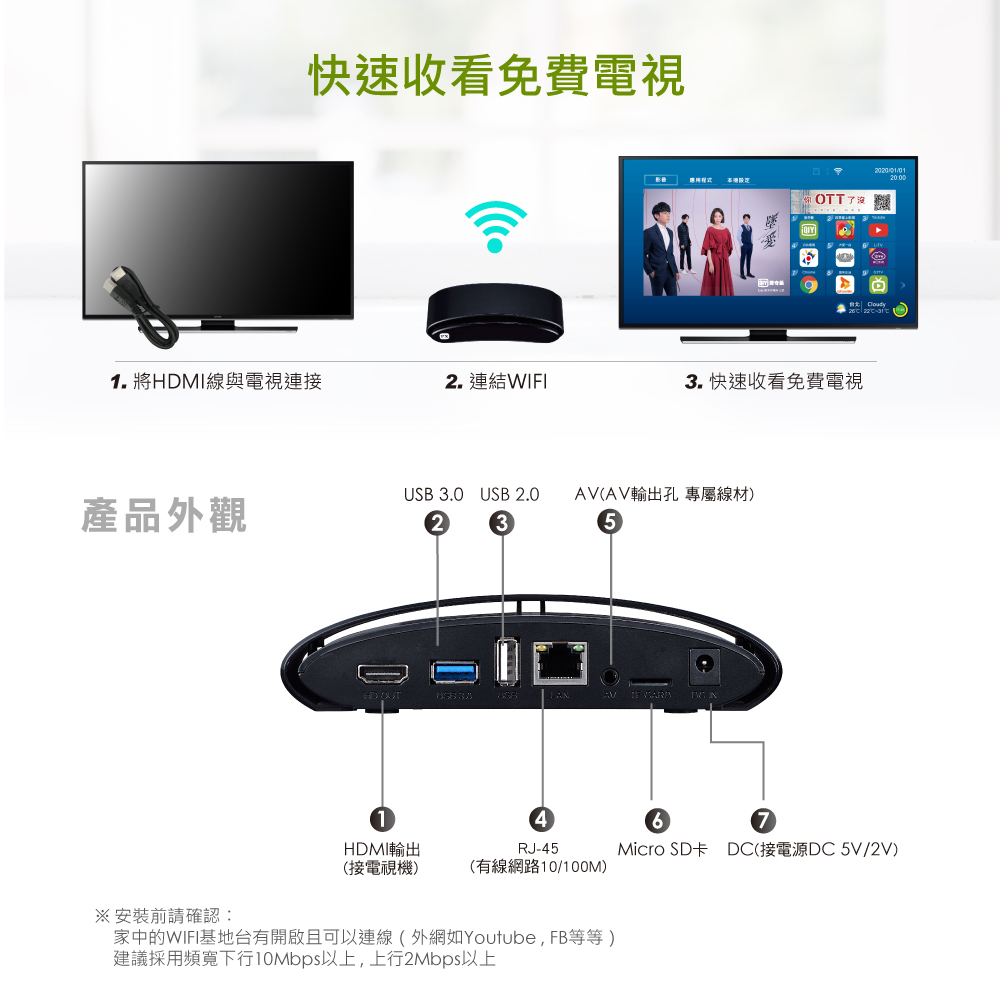 PX大通 OTT-1000 4K電視盒 影音智慧電視盒 高清網路電視盒 高畫質數位多媒體機上盒 安卓電視盒 - PChome 24h購物